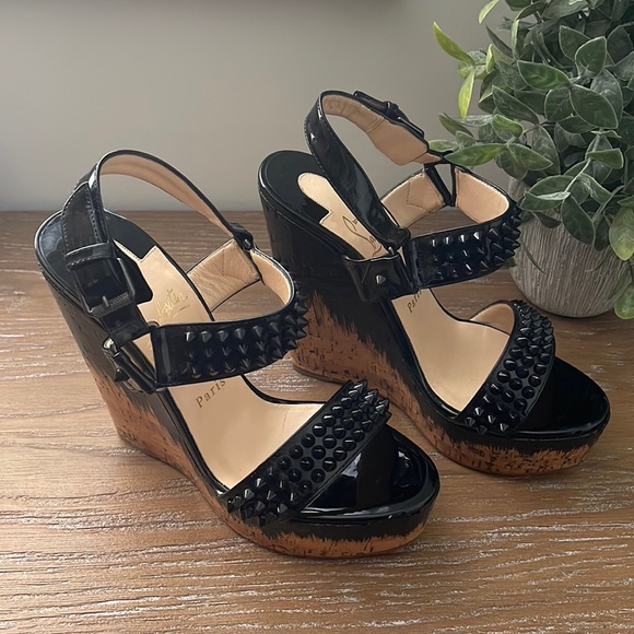 Christian Louboutin | Shoes | Christian Louboutin Spiked Wedges Size 37 ...